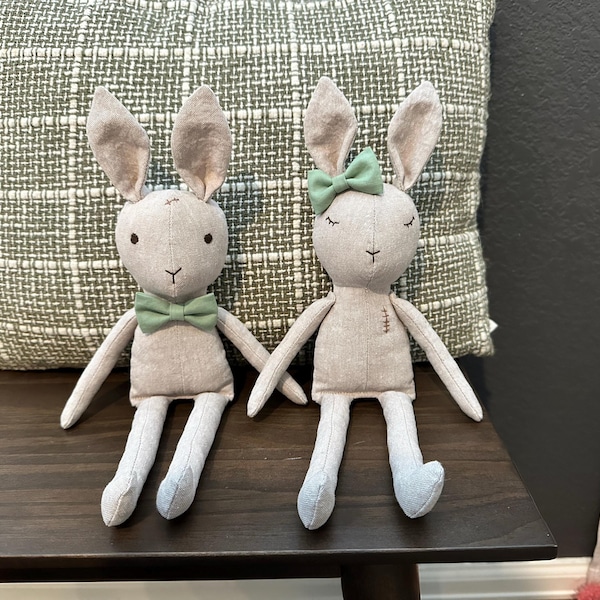 Stuffed Natural Linen Bunny Baby Toy Soft Play - Etsy