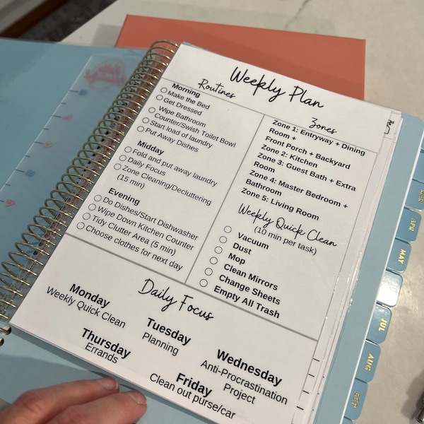 Printable Flylady Control Journal, Fly Lady Planner, Zone Cleaning ...