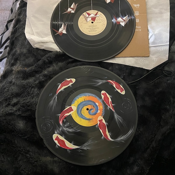 Hand Painted Koi Fish Record - Etsy