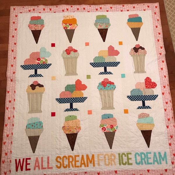 Ice Cream Sundae Dessert Quilt Block PDF Pattern - Includes ...