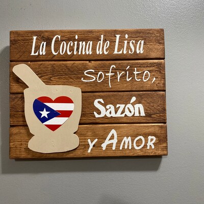 Personalized Puerto Rican Kitchen Wood Sign - Etsy