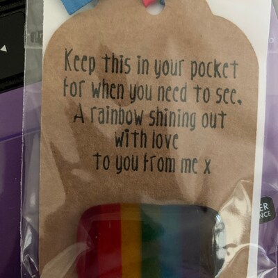 Pocket Hug Rainbow Fused Glass,with Love / Pocket Hug Pebble / Pride ...