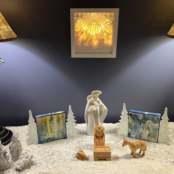 Decorative Nativity Scene Light up Shadow Box, Nativity Christmas Decor ...