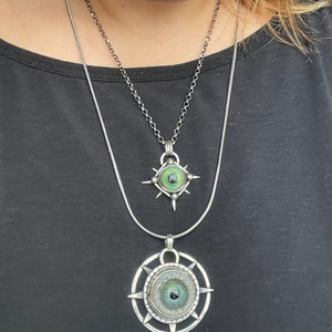 Simple Sterling Silver Glass Eye Necklace choose Your Own | Etsy