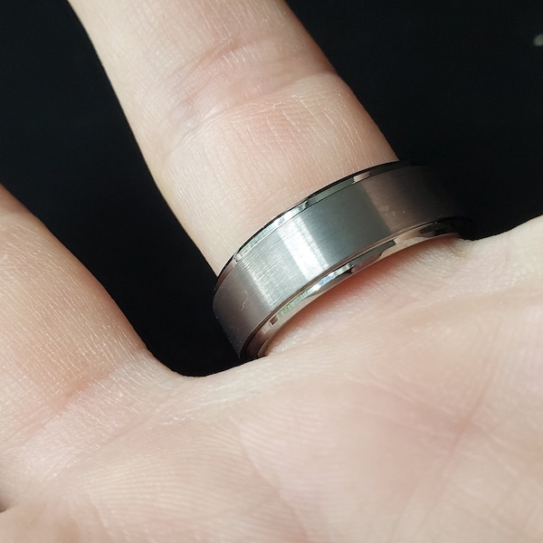Dark Grey Wedding Band, Gunmetal Color Men's Wedding Band, Unique Gray ...