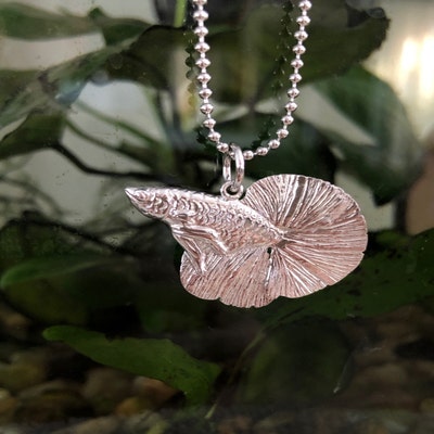 3D Betta Fish in Sterling Silver Pendant With Necklace Siamese Fighting ...