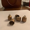 RUSTIC FARMHOUSE BELLS 5 Rough Hewn Gold Bells W/ Wooden Clappers in 6 Sizes Shabby Chic Cow ...