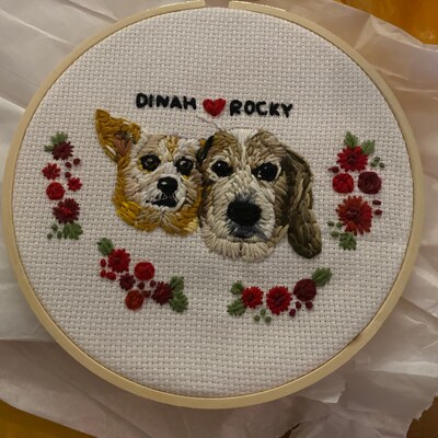 DOG Custom Embroidered Pet Portrait - Etsy