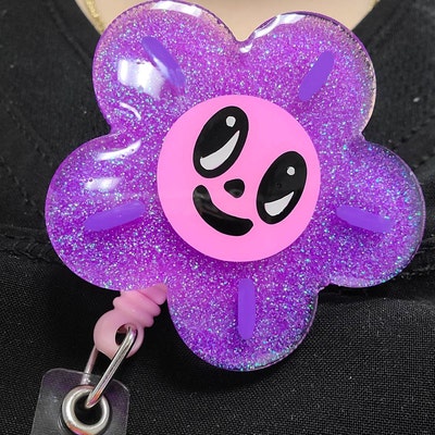 Kawaii Badge Reel Cute Badge Clip for Women, Bling Badge ID Holder for ...