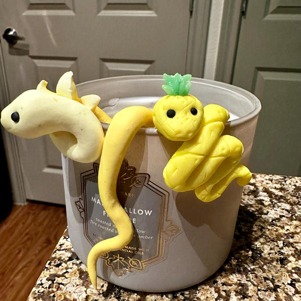 Flower Pot Snake Buddy, Blueberry Hand-crafted Clay Sculpture, Cute ...