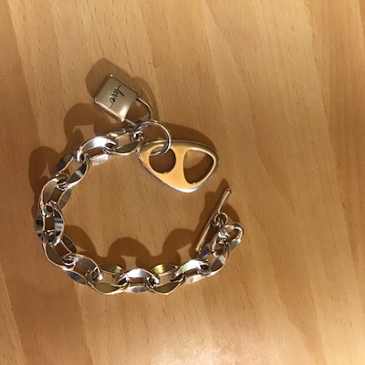 Massive Link Chain Padlock Bracelet, Chunky Love Locket Charm Bracelet ...