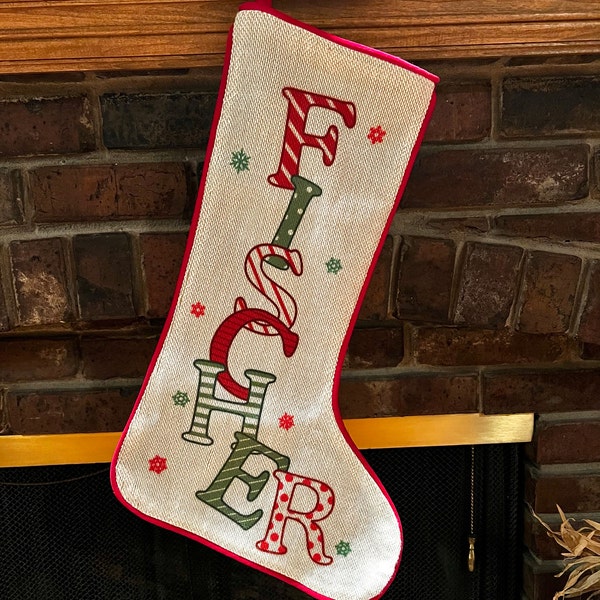 Personalized Christmas Stocking Festive Name Design 2 Color Options 19 ...
