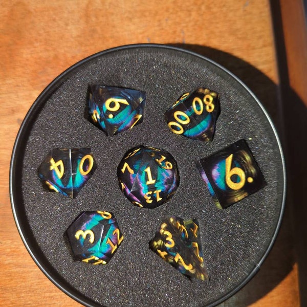Gold Chrome Dnd Dice Set for Dungeons and Dragons D20 TT RPG Polyhedral ...