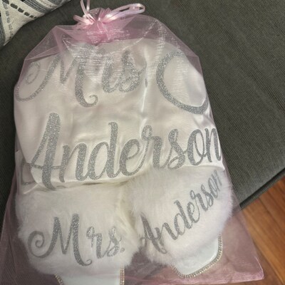 Bride Satin Personalized Robe and Slipper Set. Get Wedding Ready in ...