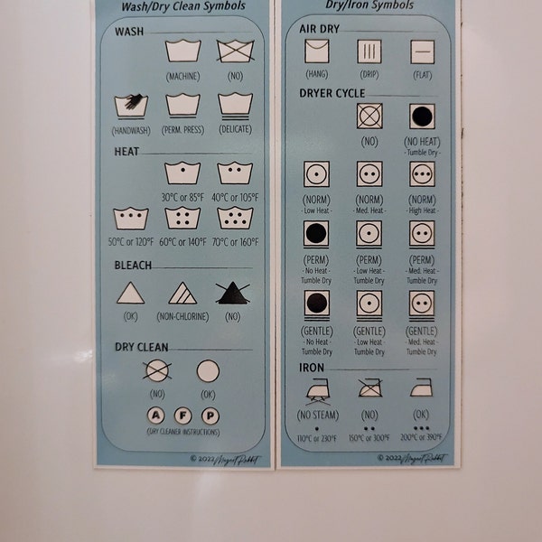 Laundry Room Guide Magnet Chart, Laundry Symbol Care Instructions ...