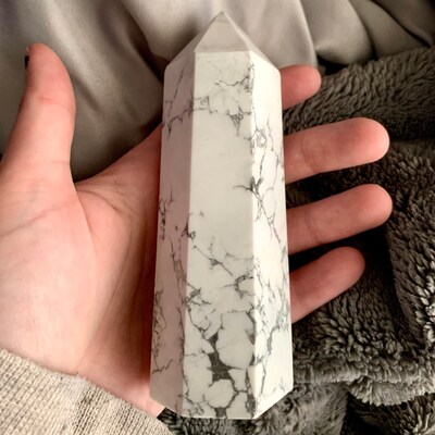 Large White Howlite Crystal Tower - Etsy