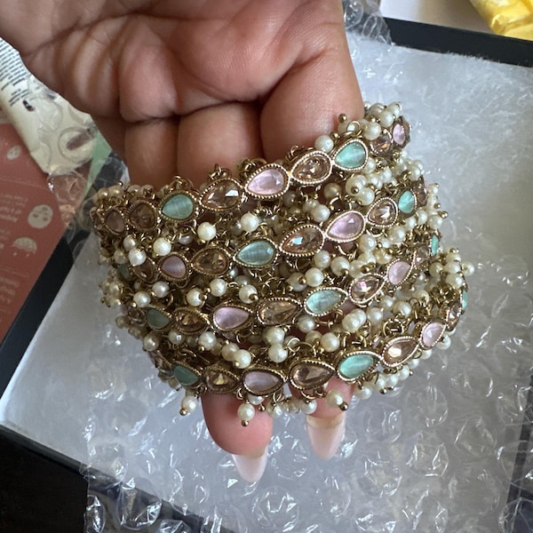 Punjabi Mirror Chuda Bangles Set/punjabi Mirror Jhumka Bangles Set ...