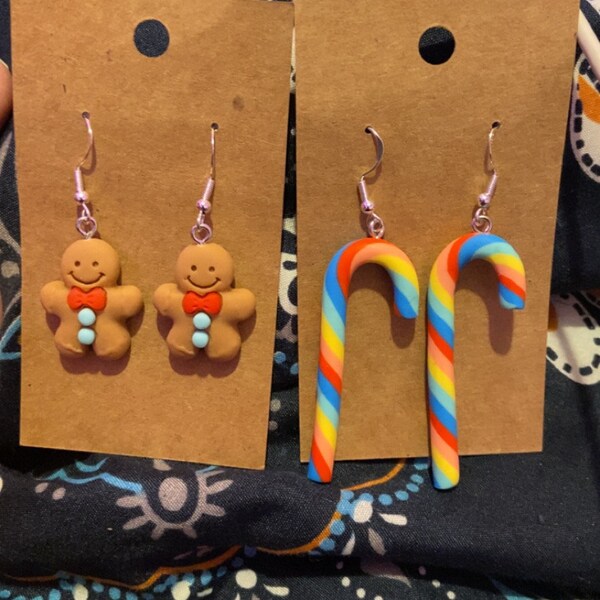 Candy Cane Dangle Earrings, Christmas Earrings, Hypoallergenic, Candy ...