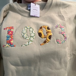 Custom Hand Embroidered Date Sweatshirt Personalised Hand Embroidered ...