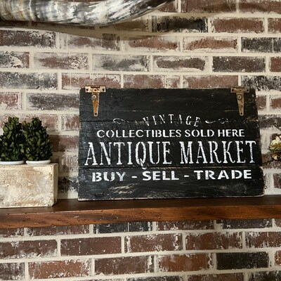 Handmade Vintage Wooden Sign FLEA Market Primitive Distressed Rustic ...