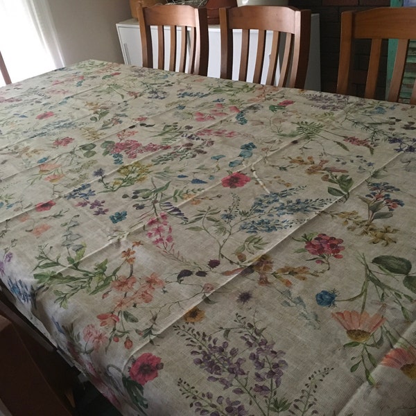 AMELIE WILDFLOWERS Rectangle Coated Tablecloth French Oilcloth Wipeable ...
