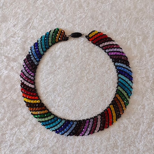 Swirl Necklace Beading Tutorial - Netting Swarovski Fire Polish Crystal ...