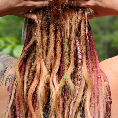 Double Ended Wool Dread Extensions Bohemian Dreads Dark Brown Emerald ...