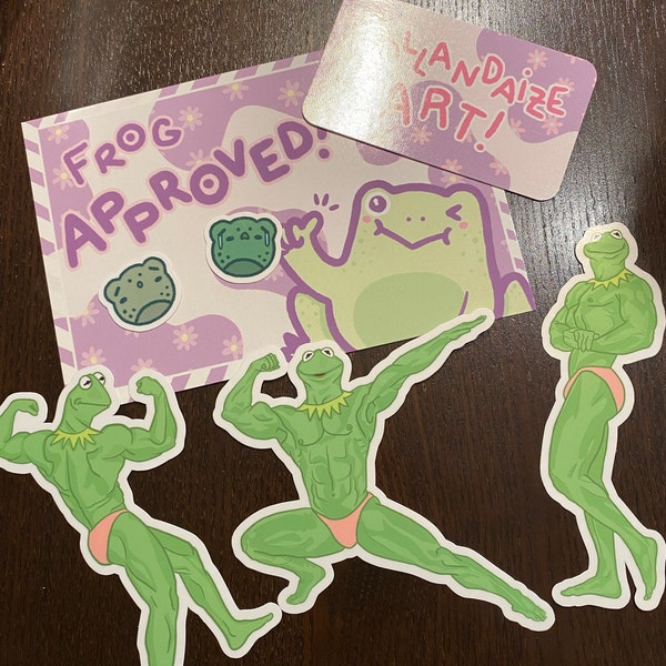 Buff Kermit the Frog Stickers Original Vinyl Sticker Water Bottle ...