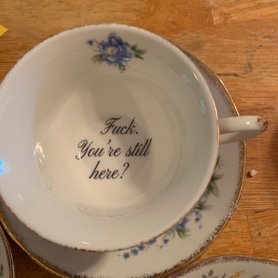 FREE SHIPPING-4 Customizable Porcelain Rude Teacup and Saucer - Etsy