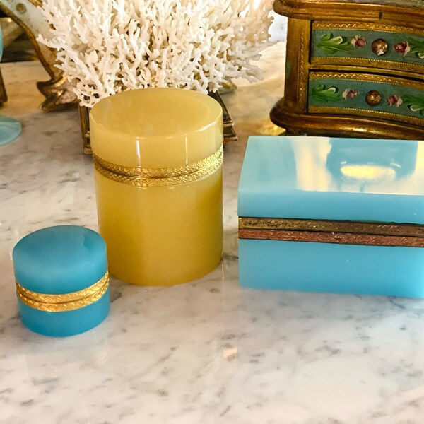 Antique French Opaline Box Opaline Casket Green Opaline French Glass ...