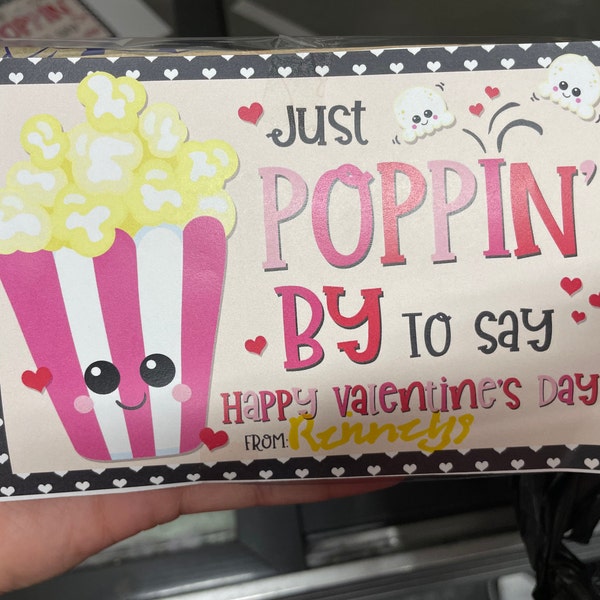 PRINTABLE Just POPPIN' BY to Say Happy Valentine's Day! Tag | Instant ...