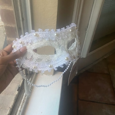 Pearl Mask,white Lace Mask,tassel Mask,masquerade Party Mask,beautiful ...