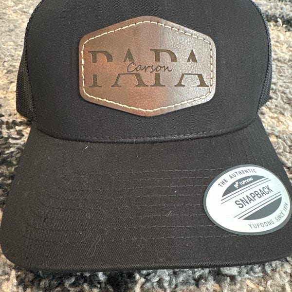Personalized Dad Hat, Father's Day Custom Hat, Leather Patch Cap, New ...