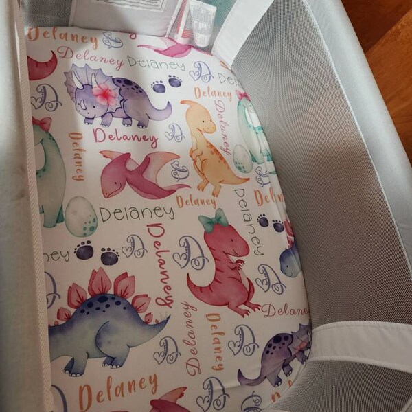 Personalized Baby Girl Crib Sheet, Dinosaur Crib Sheet, Personalized ...
