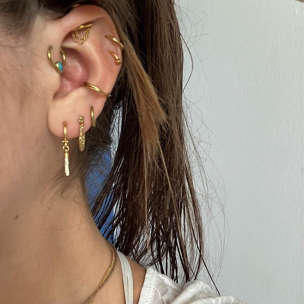 16G Double Chain Drape/dangle CZ Hidden Helix Piercing/rook Earring ...