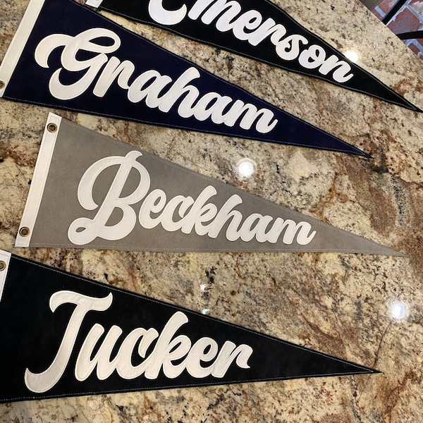 Large Single Word Custom Suede and Leather Pennant Flag Banner ...