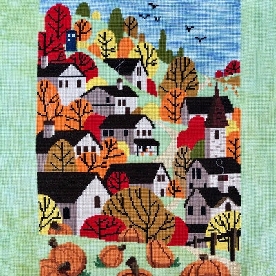 Autumn Towne Cross Stitch Pattern, Fall X Stitch Chart, Pumpkins, Fall ...