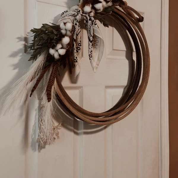 Rustic Western Rope Lasso Lariat Wreath - Authentic Handcrafted Home ...