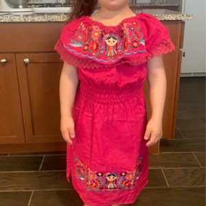 Girls Mexican Lele Dress. Girls Mexican off the Shoulder Dress. Floral ...
