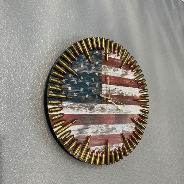 Original Patriotic Flag & Bullet Clock. the Ultimate Veteran Gift and ...