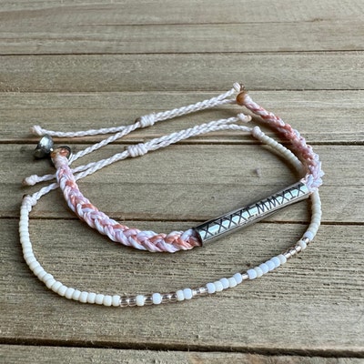 BLACK Bracelet or Anklet Stack, Set of 5 // Waterproof Bracelets, Beach ...