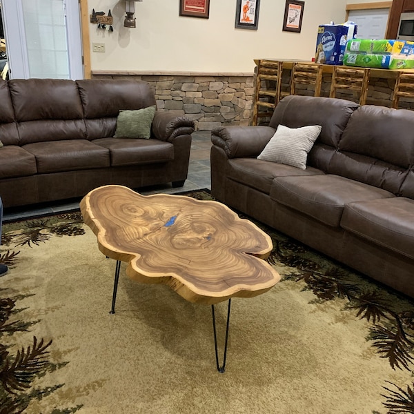 Mappa Burl Round Dining Room River Table - Etsy