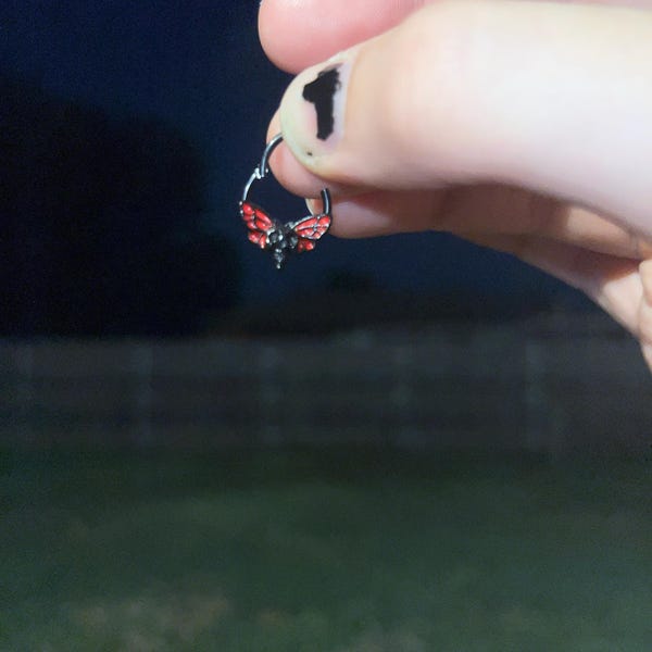 16G Skull Bird Septum Ring/dead Moth Hinged Segment Septum Jewelry ...