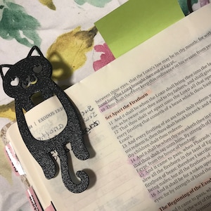 Cat Bookmark 3D Printed in Black Plastic - Etsy