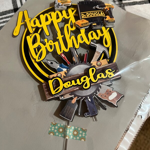 Carpenter Cake Topper, Tools and Hardware, Lumberman, Theme Cake Topper ...