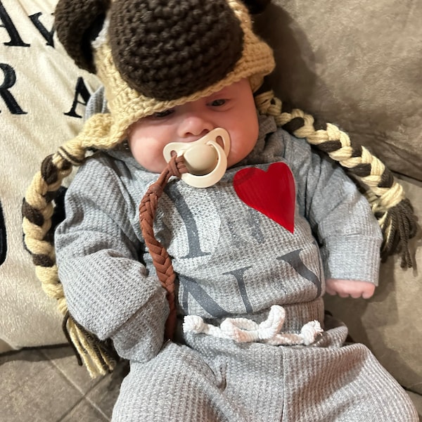0-3 Months Hand Crocheted Baby Pug Puppy Hat & Diaper Cover, Baby ...