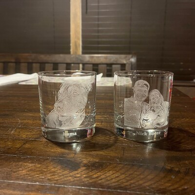 Etched Rocks Glasses whiskey Glass Picture on Glass Family - Etsy