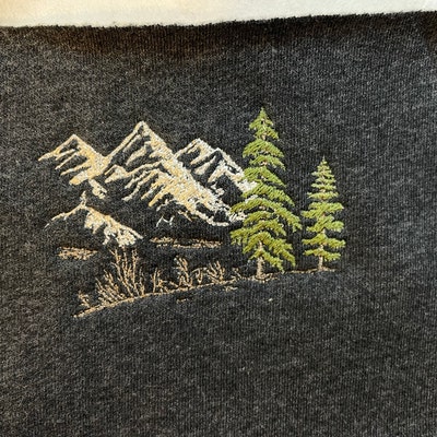 Pine Trees in Mountains Embroidery Design. Machine Embroidery Forest ...