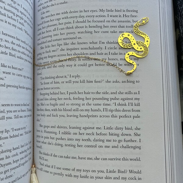 Celestial Snake Gold Chain Bookmark With Tassel or Crystal, Charm ...
