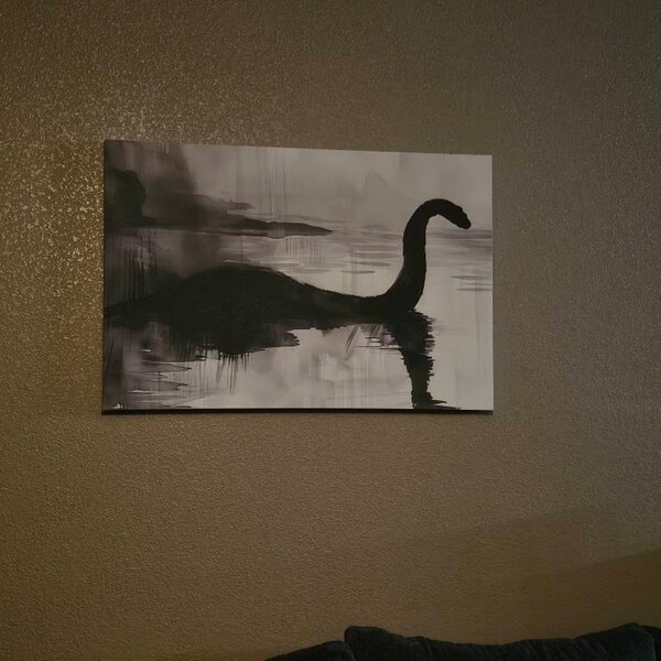 Loch Ness Monster Swimming Canvas / Water Color & Sketch - Cryptid Art, Loch Ness Monster Art ...